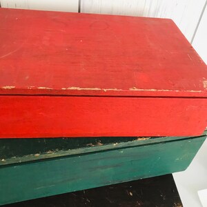 Vintage Primitive Wood Box With Lid, Old Storage Box, Set of 3 Antique ...
