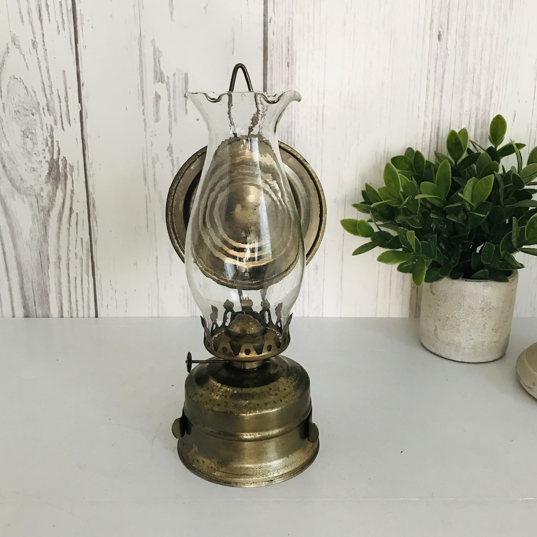 Antique Miniature Oil Lamp With Reflector, Night Light Oil Lamp, Rustic ...