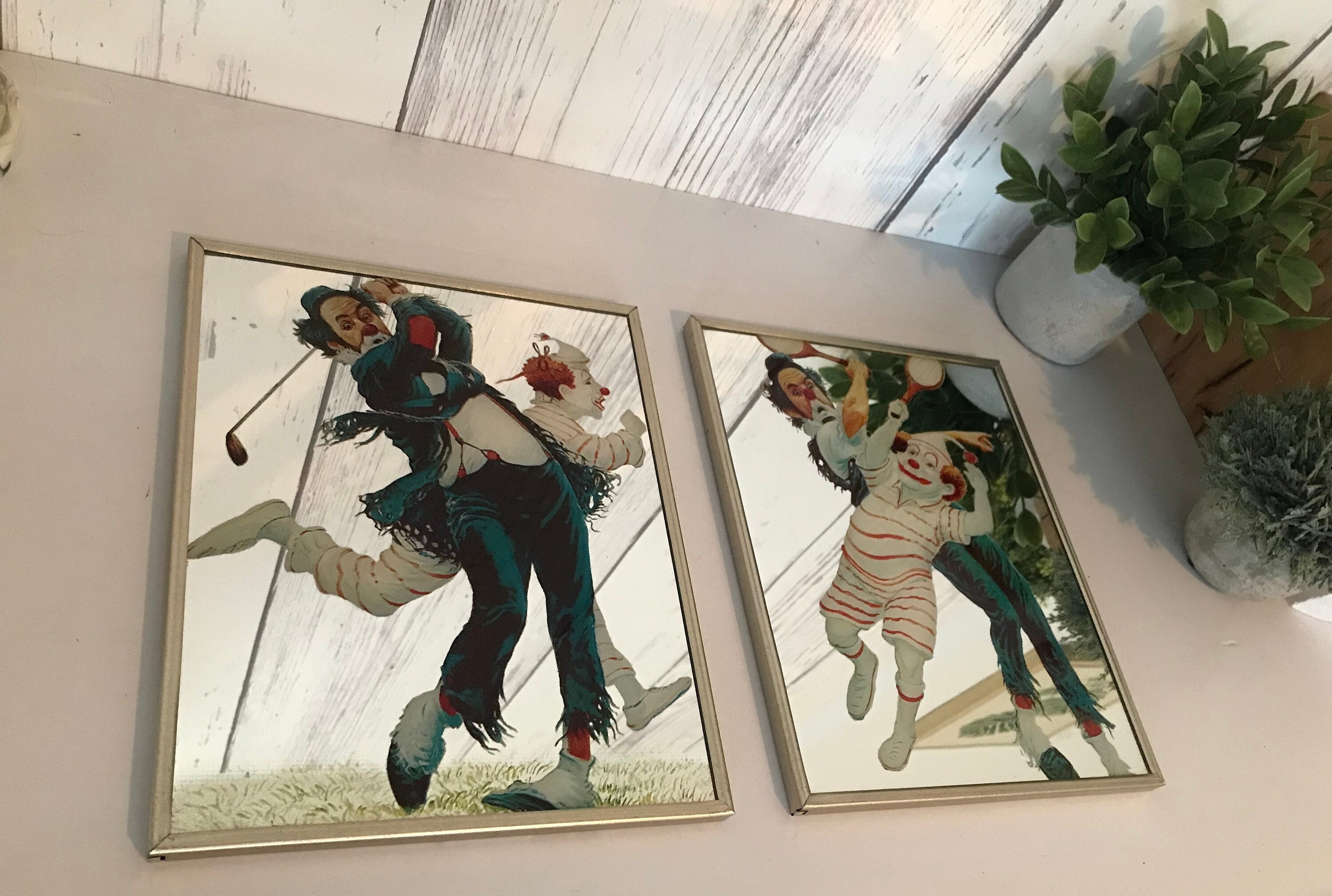 Rare Robert Owen Clowns Print Mirror Framed Set of 2 Vintage - Etsy