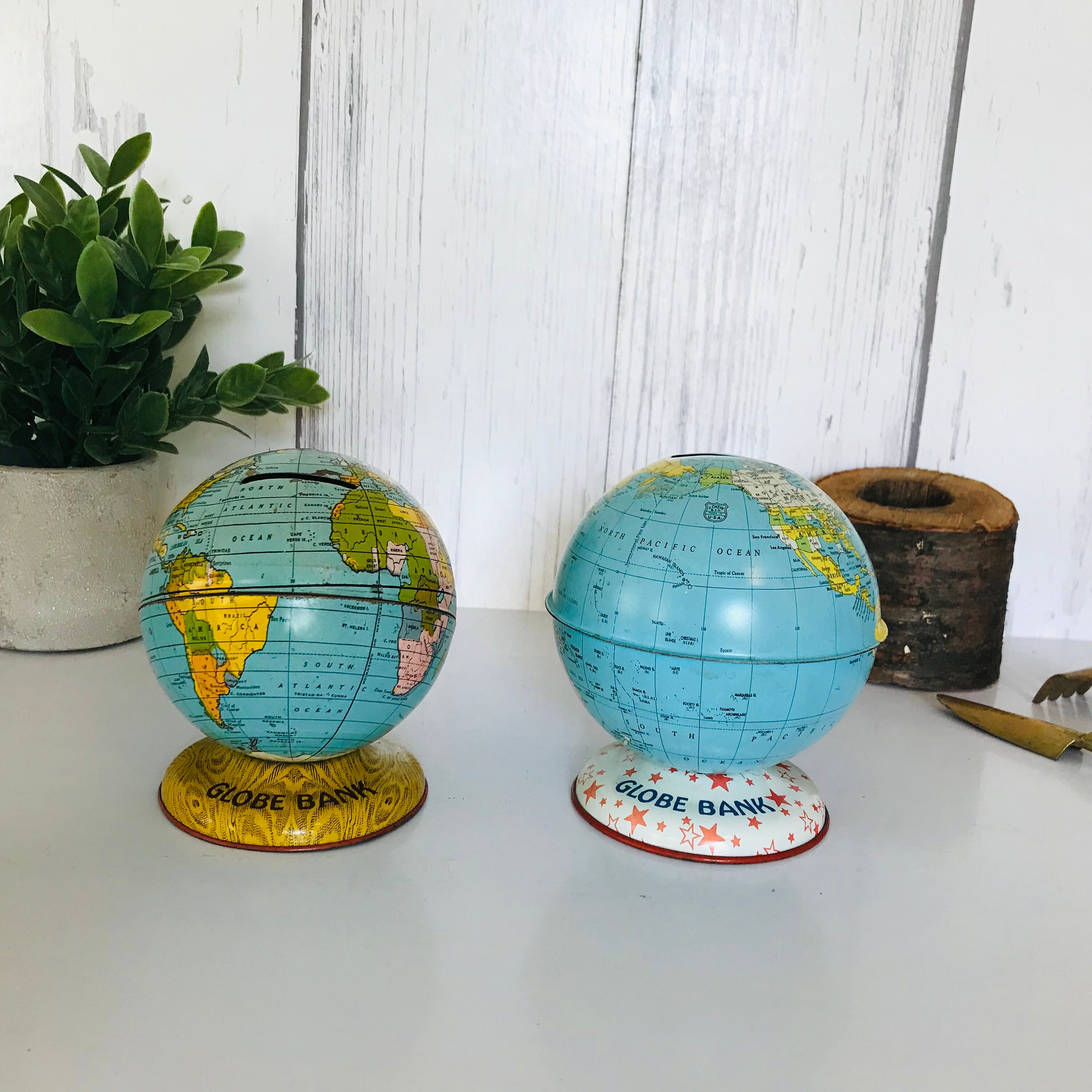 Vintage Coin Bank World Globe Piggy Bank Vintage J. Chein & - Etsy