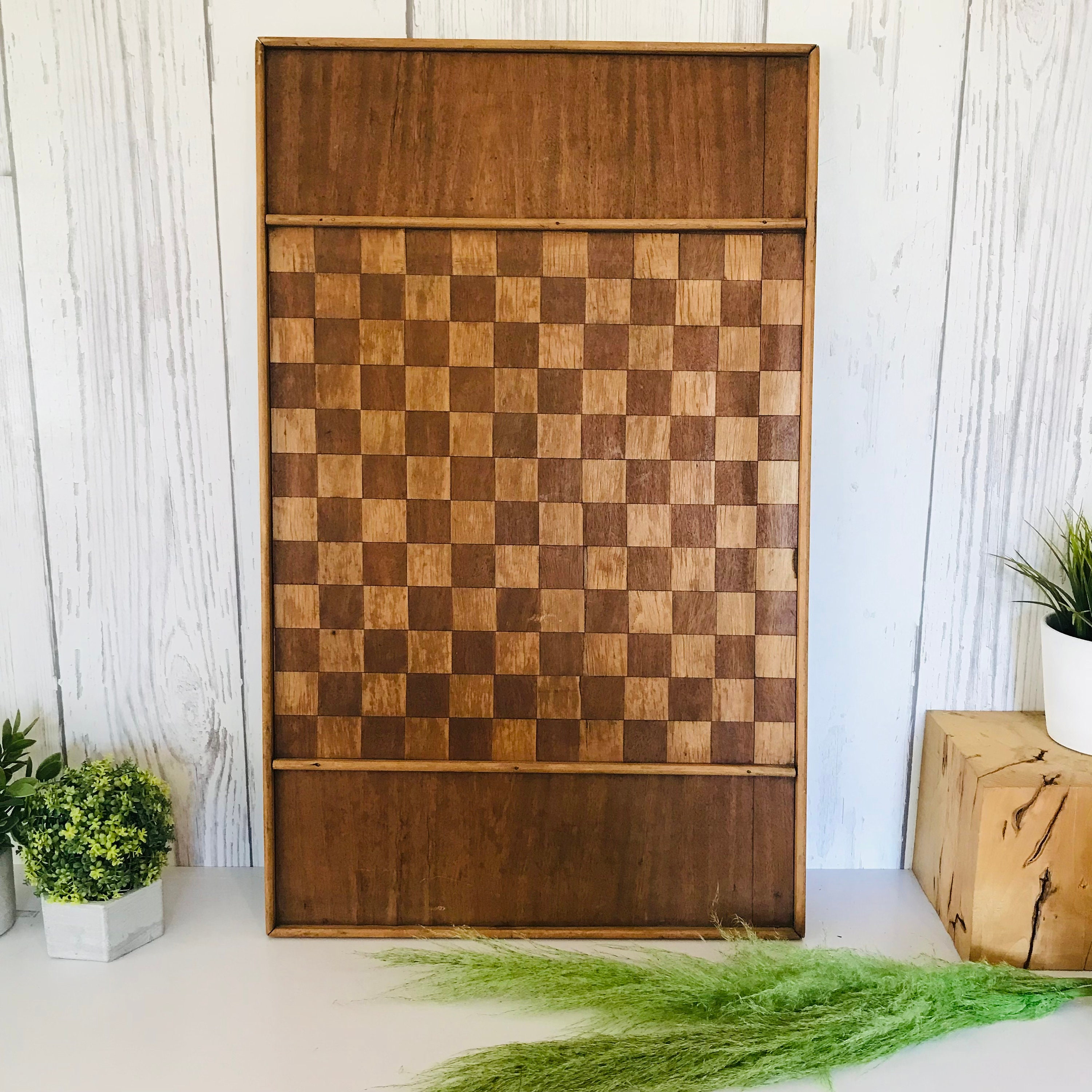 Antique Wooden Checker Board, Vintage 2 Sides Chess Board, Circa 20's ...