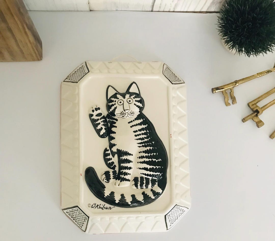 Vintage KLIBAN Cat Ceramic Wall Plaque, Wall Munted Plaque, Cat Lovers ...