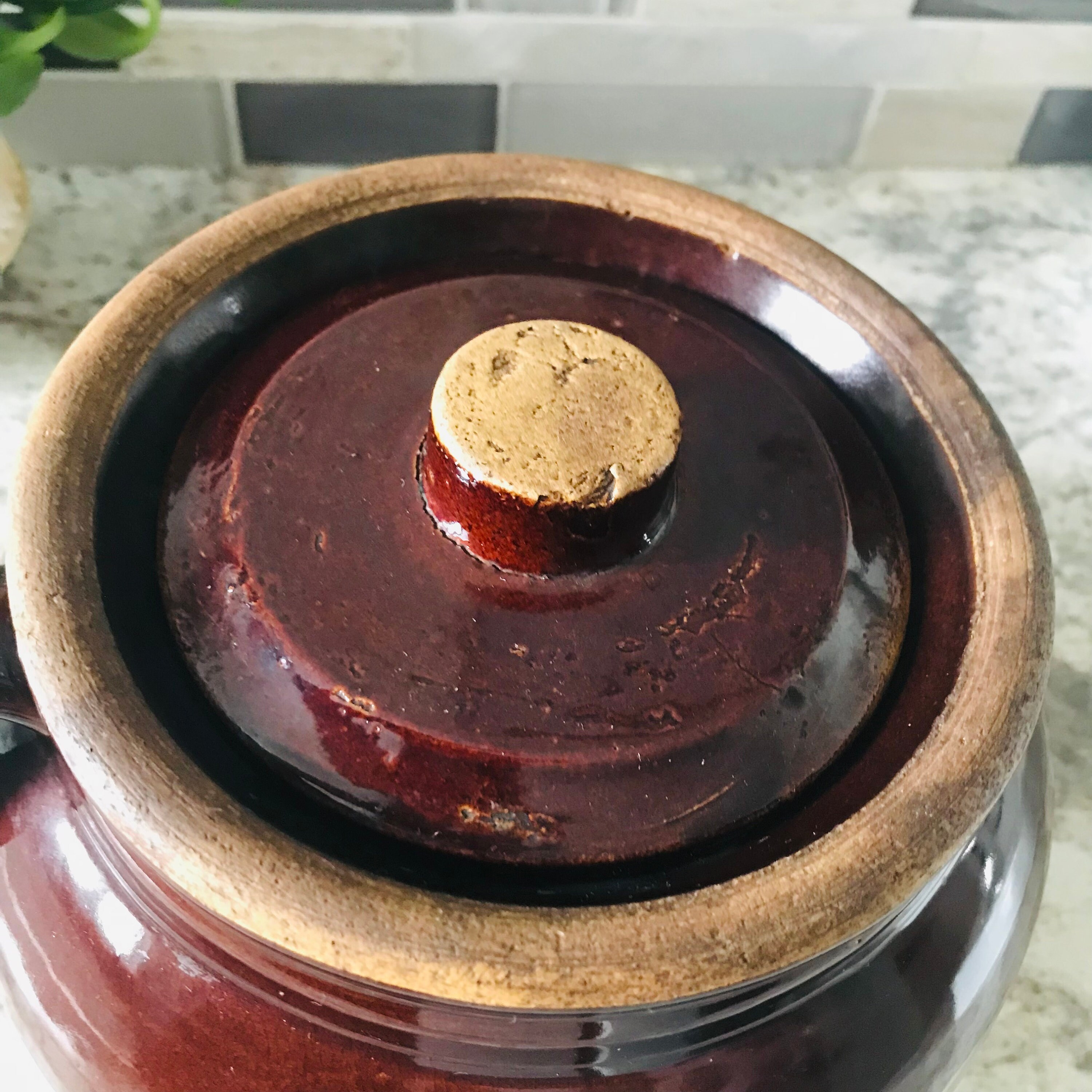 Antique Grès Beans Pot Jar With Lid and Handle, Robinson Ransbottom ...