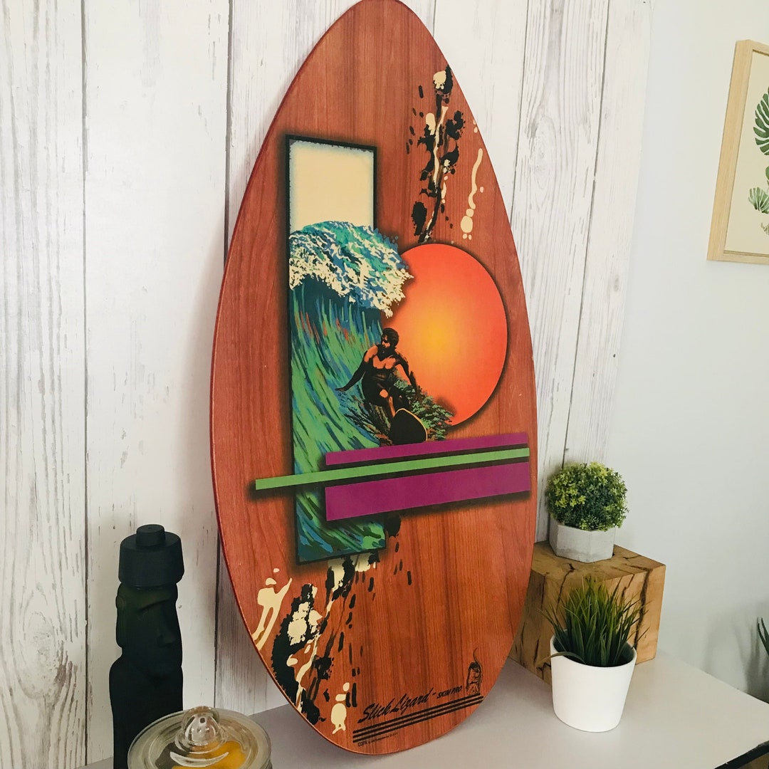 Vintage Ocean Panel, Vintage Lizard Skim Board, Vintage Surfboard, Wave ...