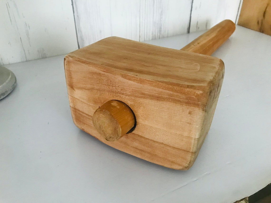 Antique Handmade Wooden Hammer, Wood Mallet, Ancient End Grains Mallet ...