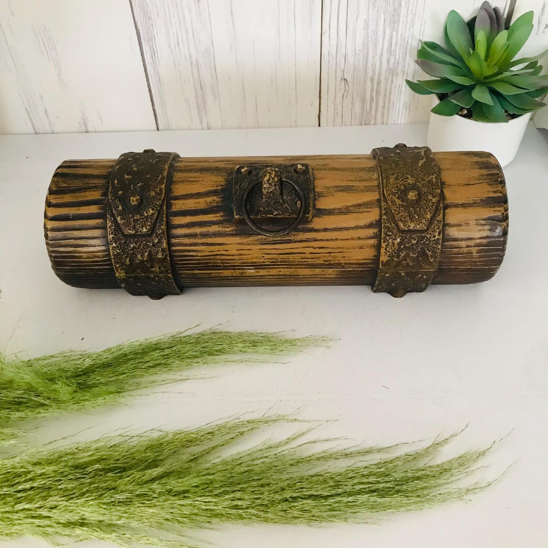 Log Shape Case, Vintage Avon Log Treasure Chest, Jewelry Box Faux Wood ...