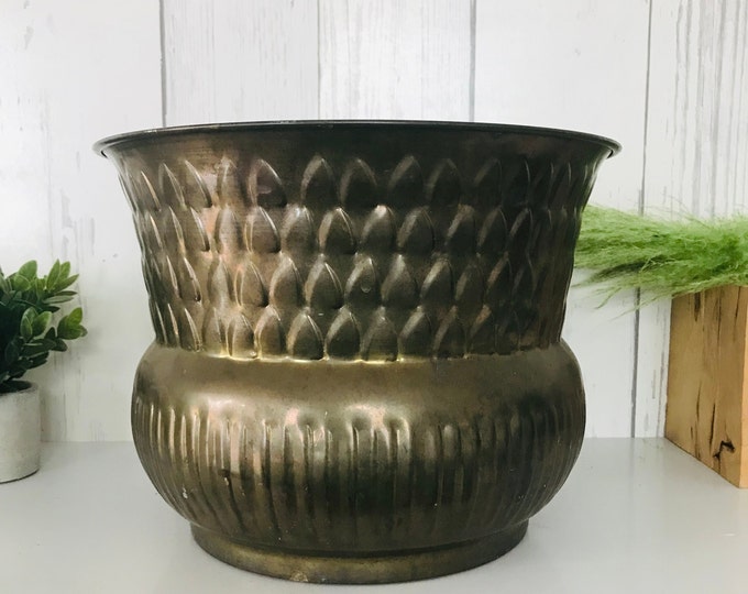 Large Brass Planter, Vintage Swirl Brass Planter, Vintage 14" Wide ...