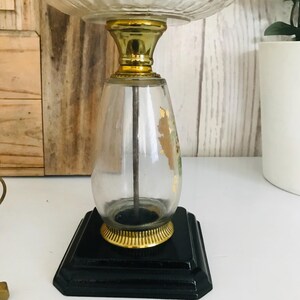 Antique Oil Lamp Reverse Painted Violets Glass Stem Cast Iron Base ...