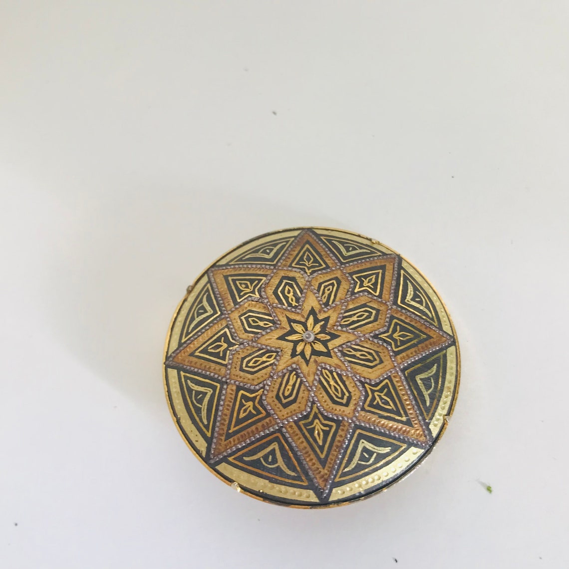 Vintage Spanish Damascene Gold Tone Brooch, Enamel Toledo Vintage ...