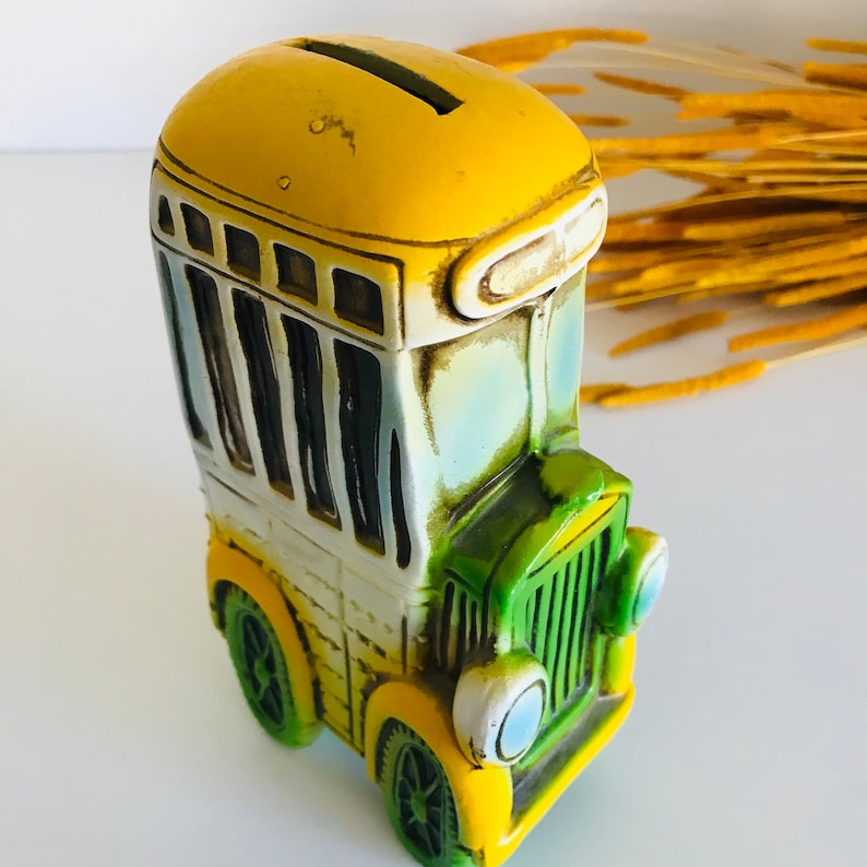 Vintage Japan Coin Bank, Vintage Ceramic School Bus Bank, Chalkware ...