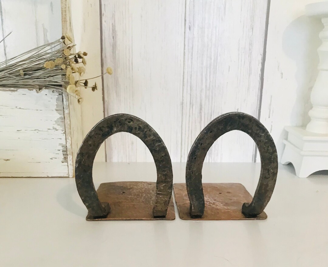 Old Vintage Horseshoe Bookend, Antique Hammered Copper Bookend, Country ...