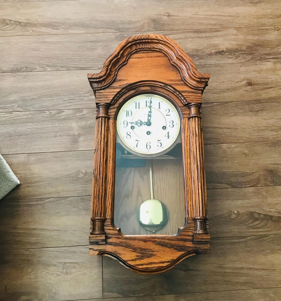 Howard Miller Wood Wall Clock Westminster Chimes With Key, Mid Century ...
