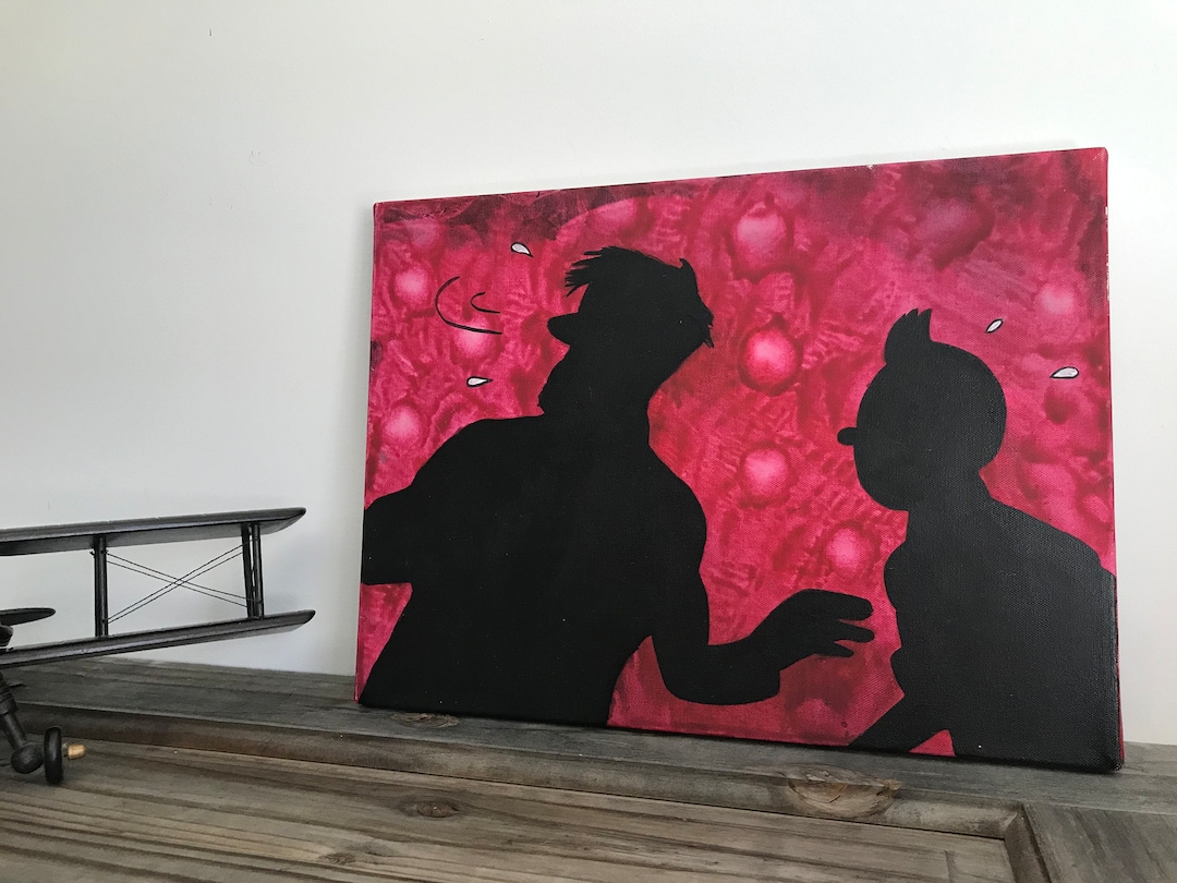 Tintin and Captain Haddock Painting, Vintage Pop Art Acrylic Painting ...