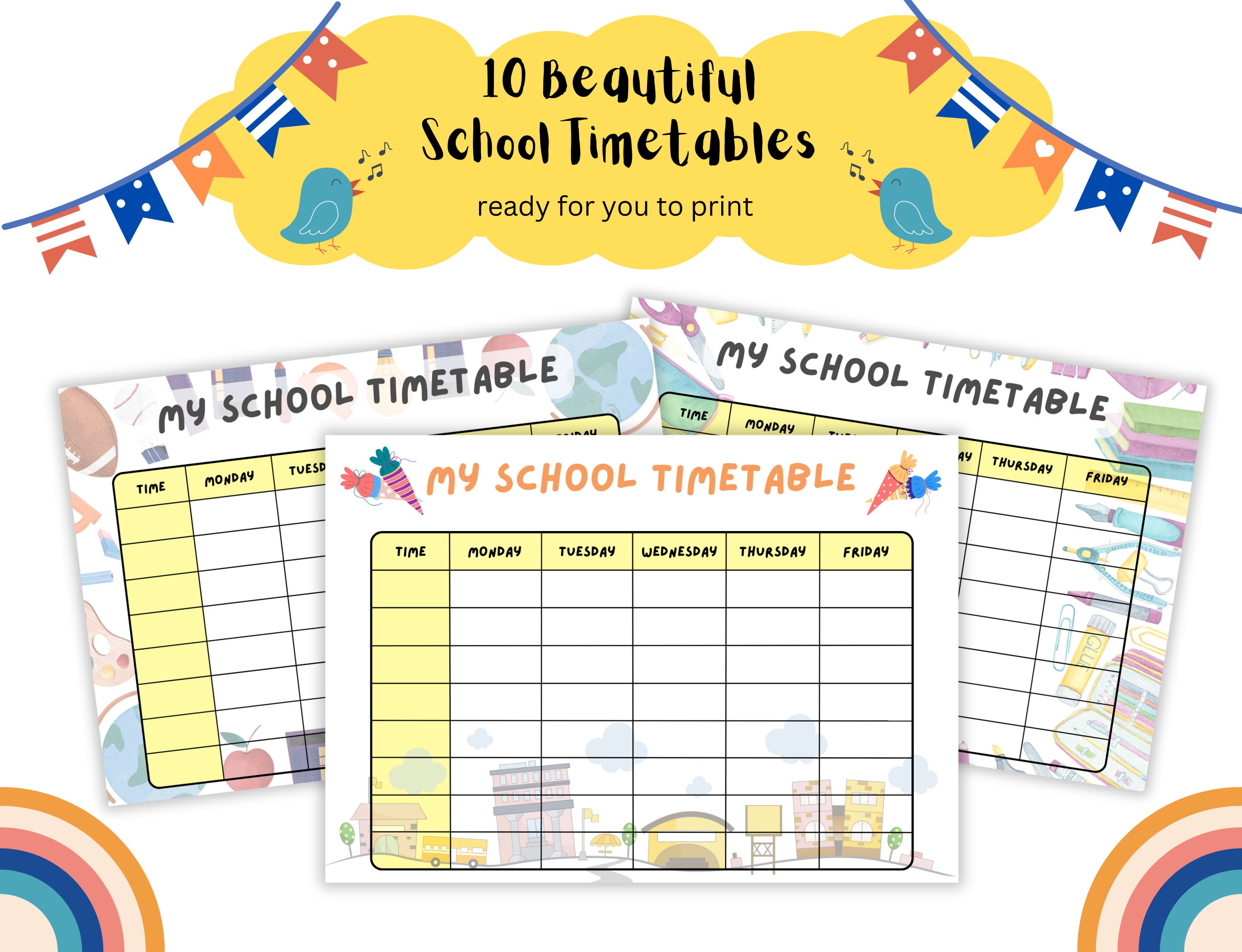 10 Beautiful School Time Table Designs, Two Different Color Options ...