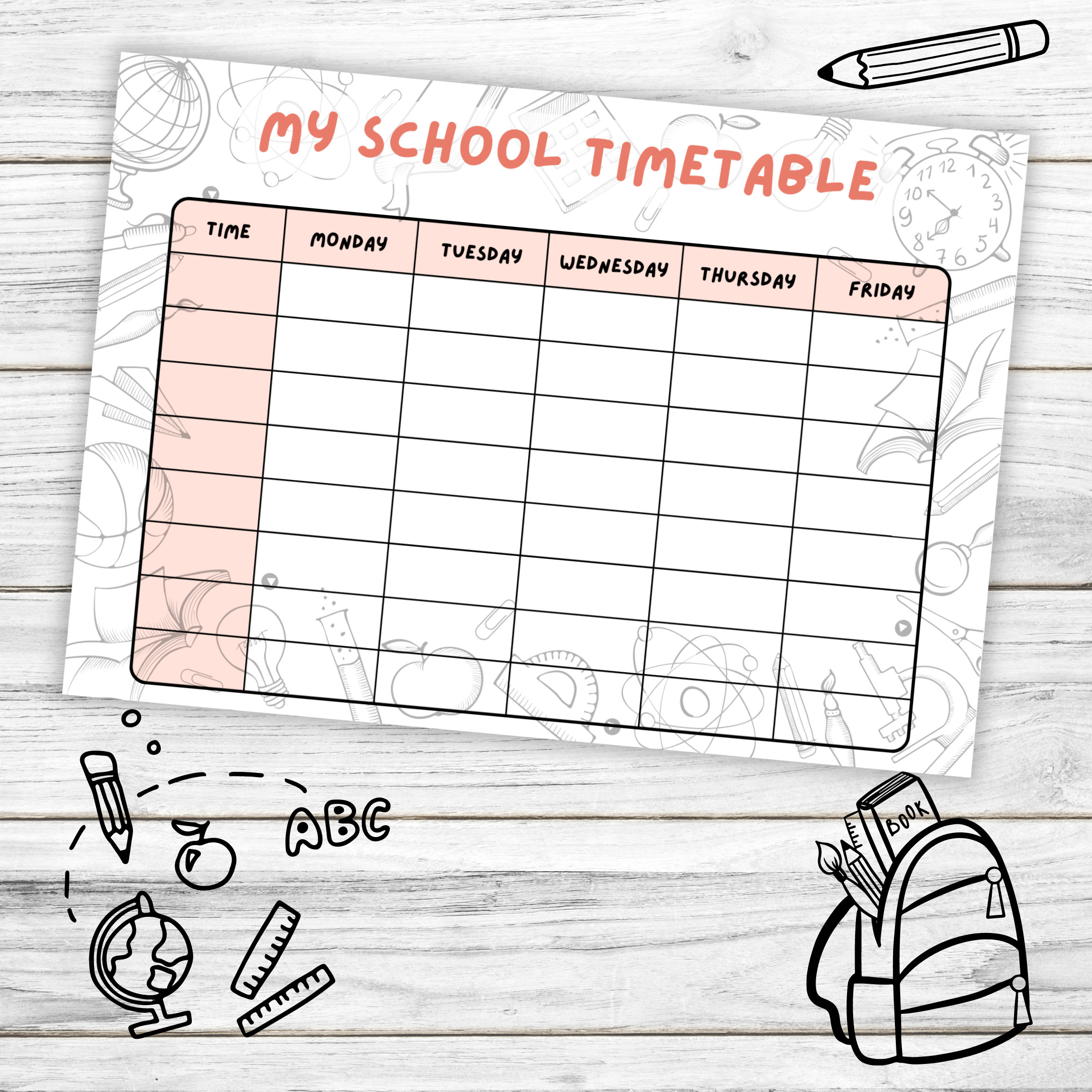 10 Beautiful School Time Table Designs Two Different Color - Etsy