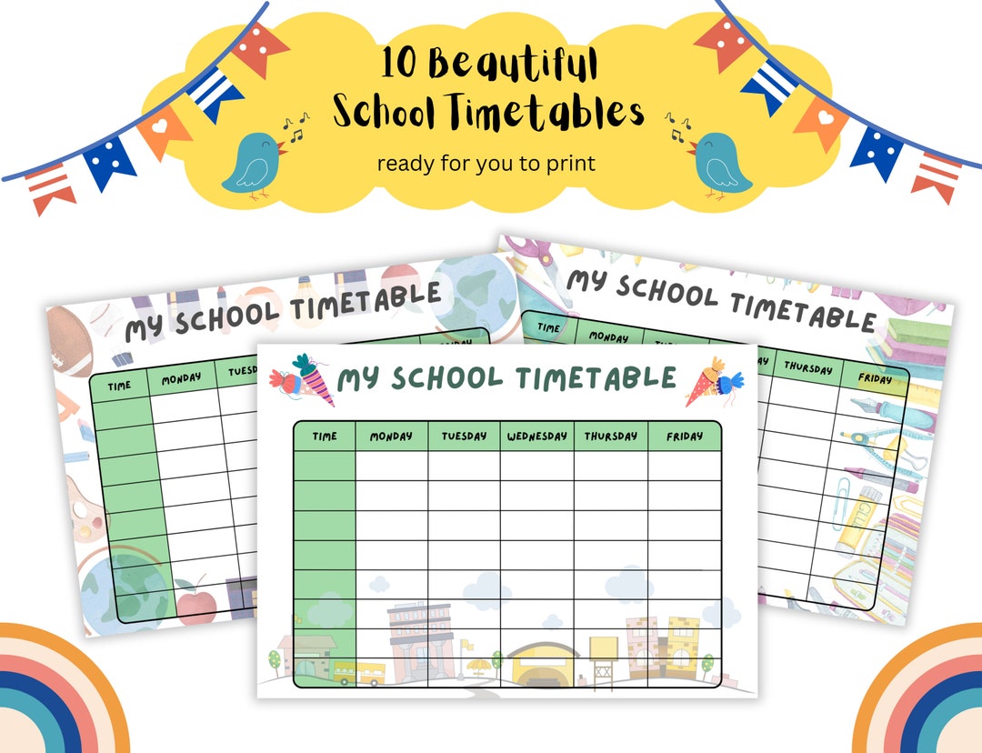 10 Beautiful School Time Table Designs, Two Different Color Options ...