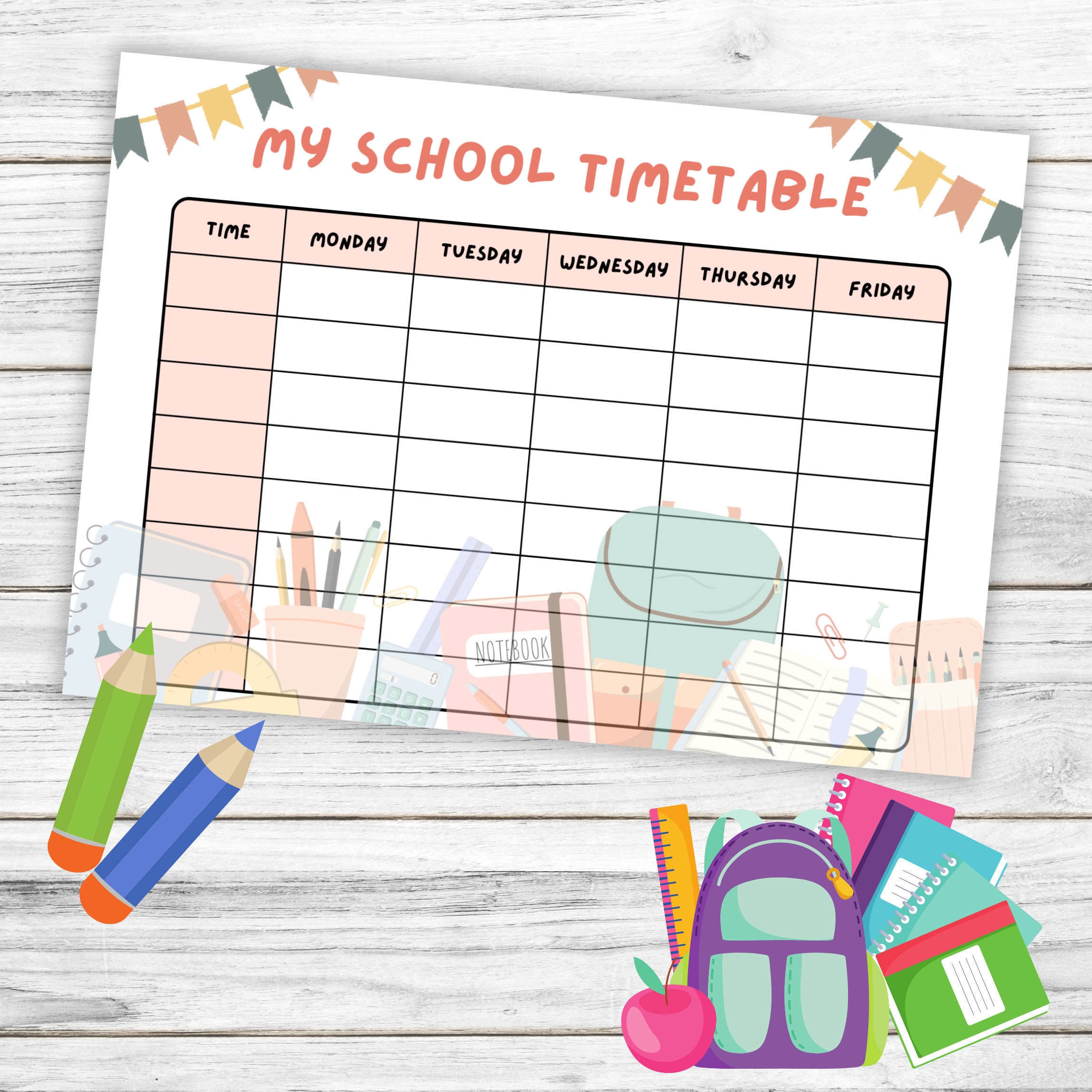 10 Beautiful School Time Table Designs Two Different Color - Etsy