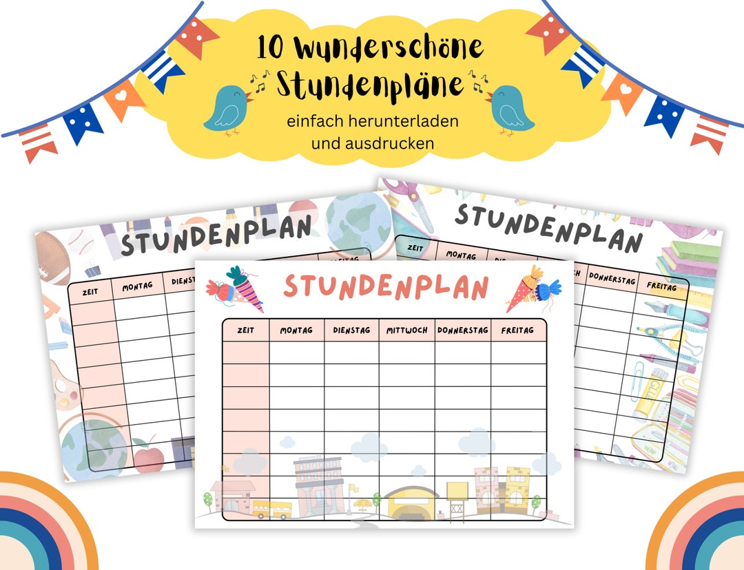 10 Beautiful School Time Table Designs, Two Different Color Options ...