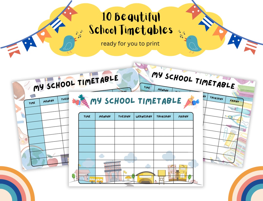 10 Beautiful School Time Table Designs, Two Different Color Options ...
