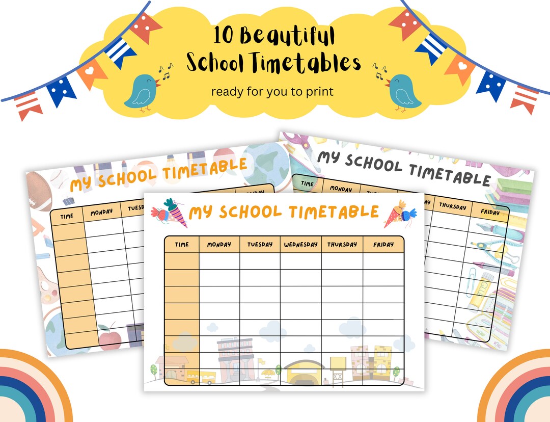 10 Beautiful School Time Table Designs, Two Different Color Options ...