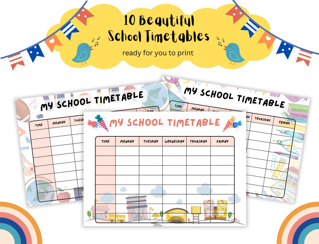 10 Beautiful School Time Table Designs Two Different Color - Etsy