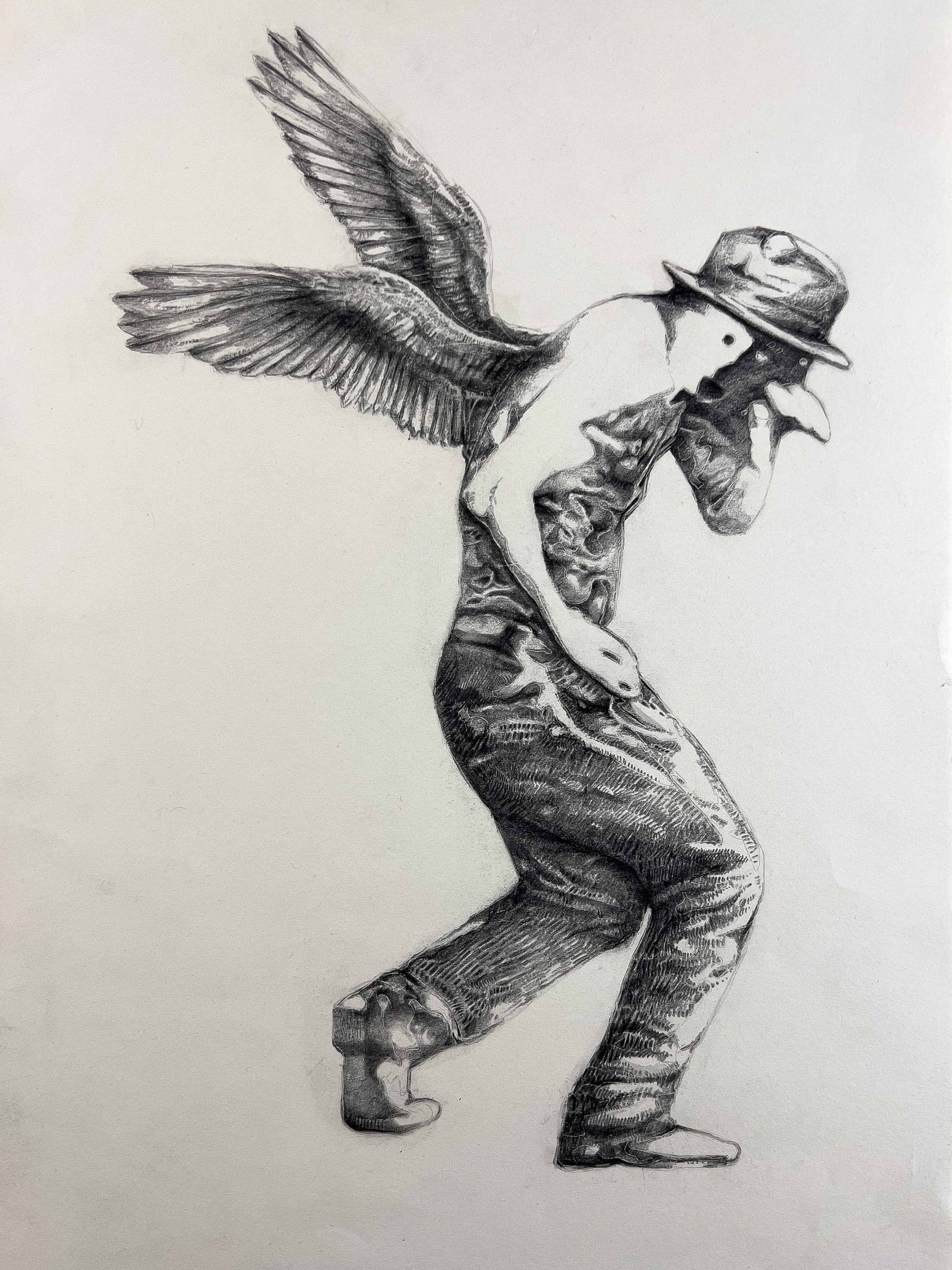 Fallen Angel Pencil Drawing