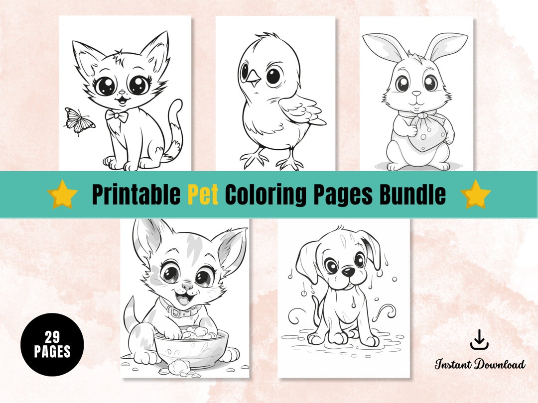 29 Printable Pet Coloring Pages, Coloring Book for Kids and Adults ...