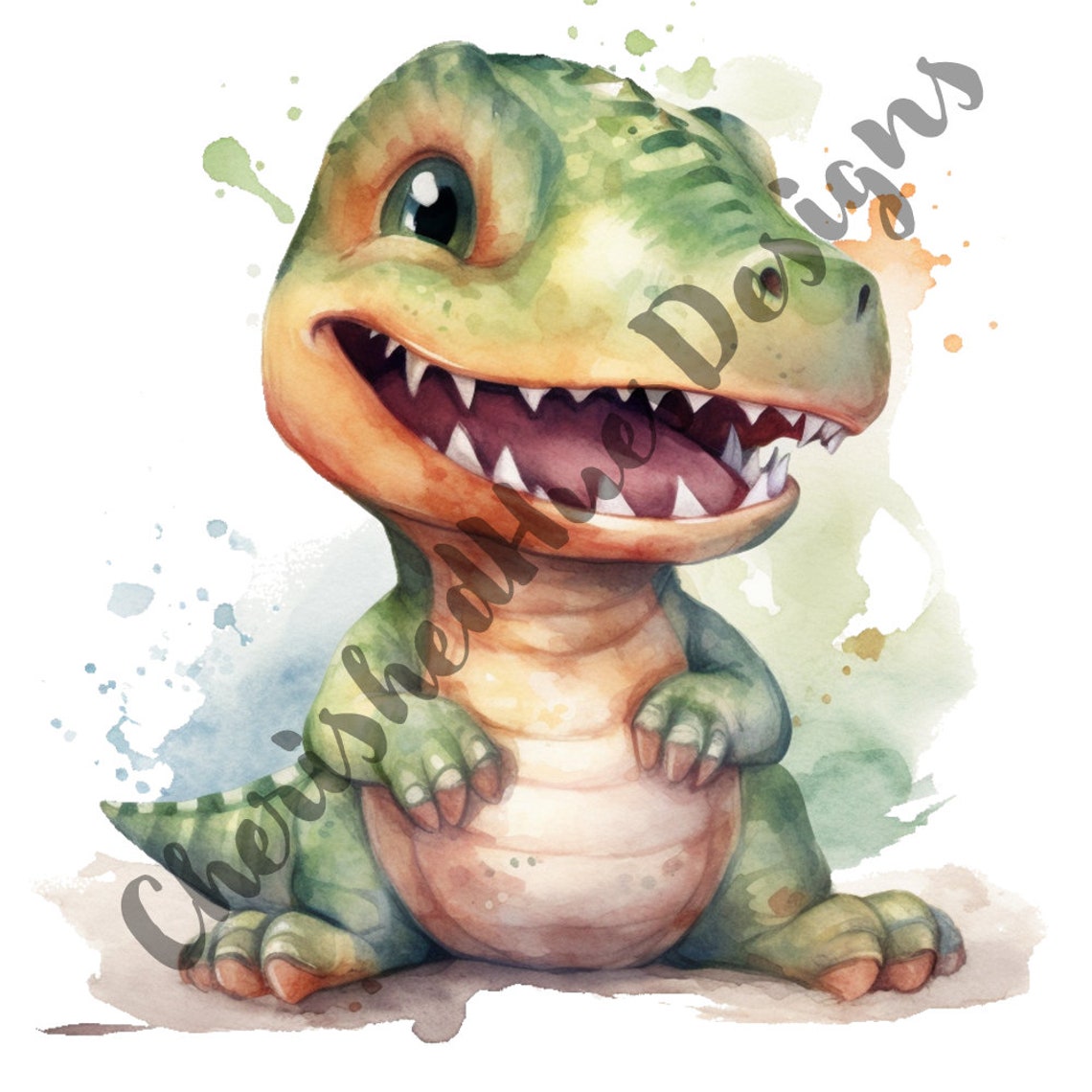 8-pack T-rex Watercolor Clipart Cute & Colorful Dinosaur - Etsy