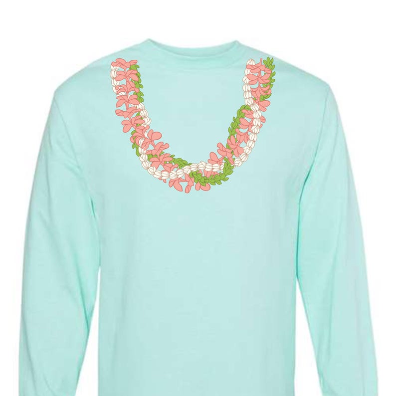 Long Sleeve PLUMERIA, PIKAKE, PAKALANA Floral Lei Dtf Print - Etsy