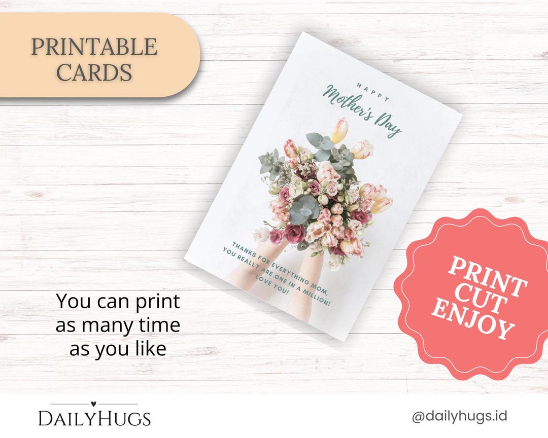 Flower for Mom Printable Card I Mother's Day Printable Card I Mom's Day ...
