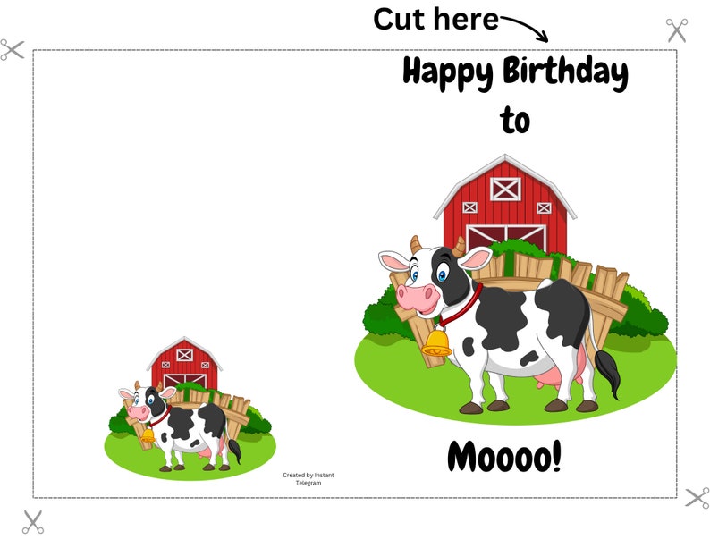 Printable Cow Birthday Card, Happy Birthday Cow Card, Farm Animal ...
