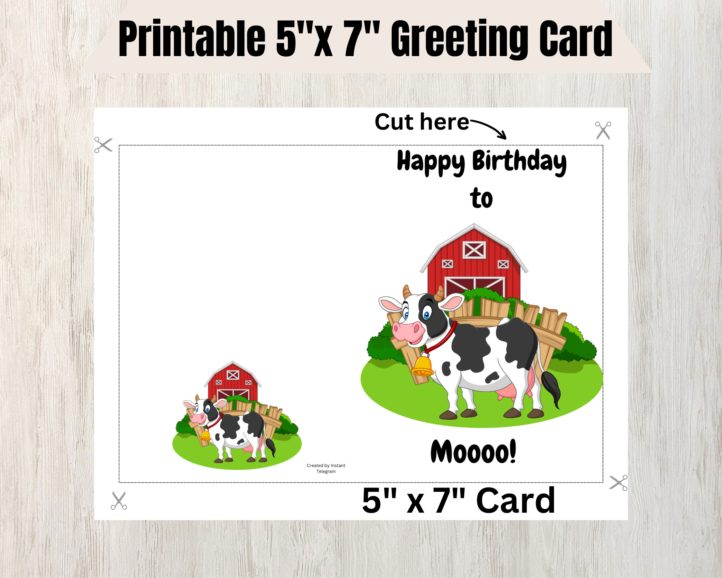 Printable Cow Birthday Card, Happy Birthday Cow Card, Farm Animal ...