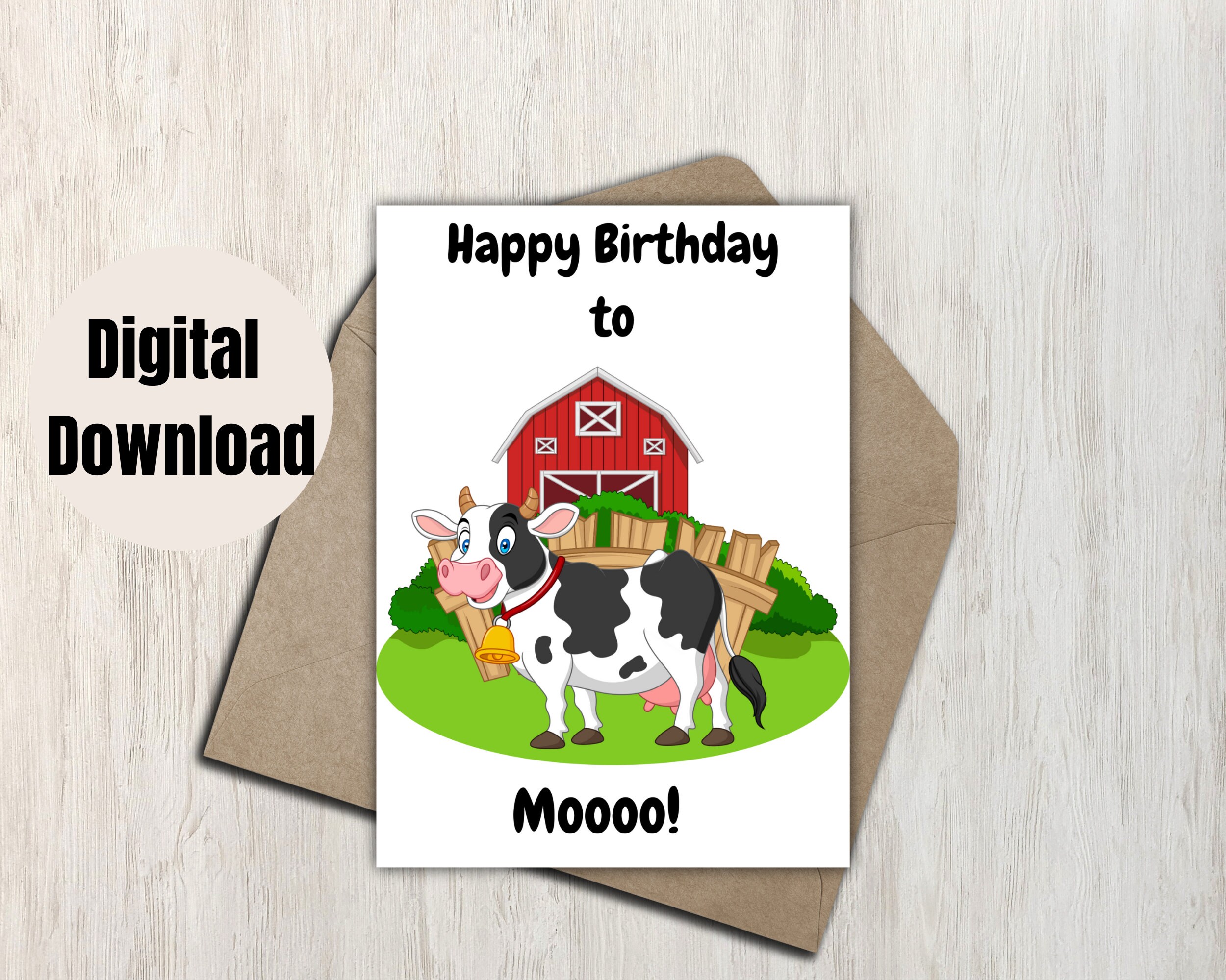 Printable Cow Birthday Card, Happy Birthday Cow Card, Farm Animal ...