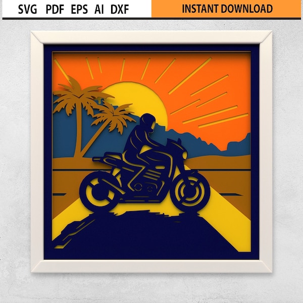Motorcycle Shadow Box Svg - Etsy