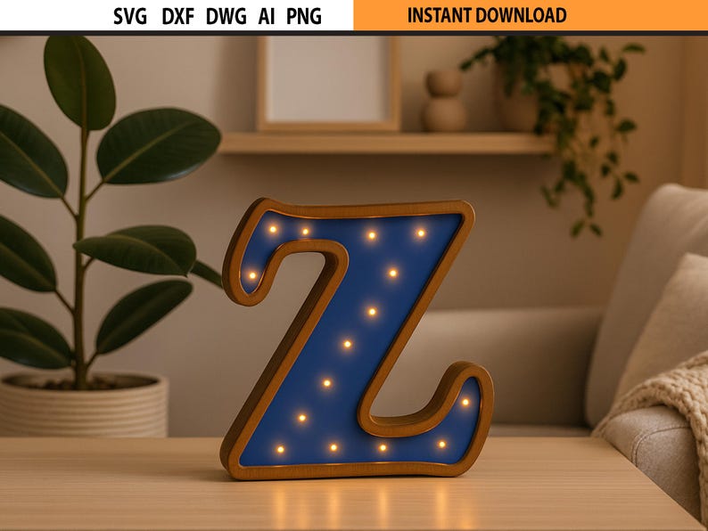 Laser Cut Letter Z Night Light SVG | Kids Nursery Decor | Decoration ...