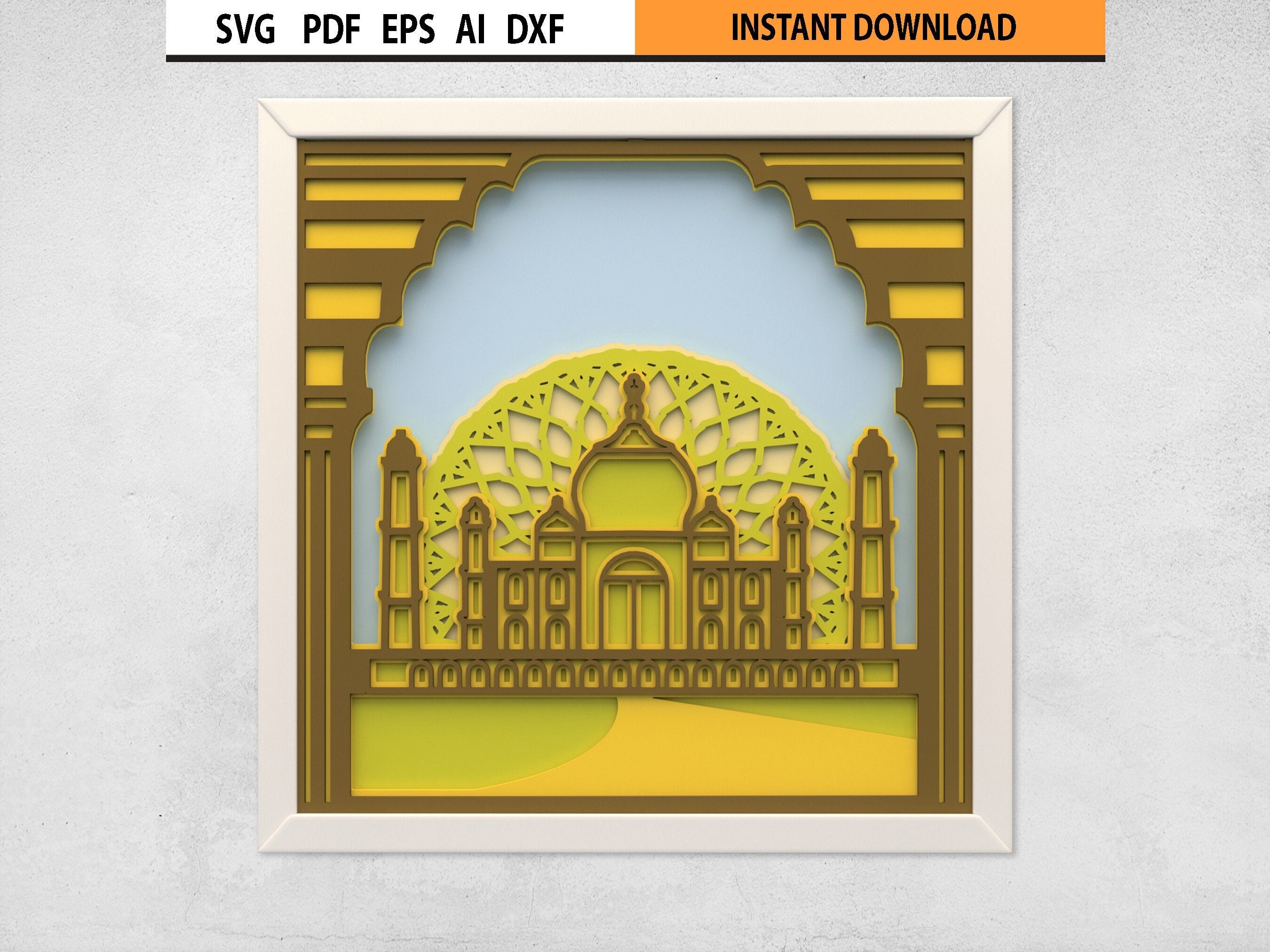 3D SVG Taj Mahal Layered Shadow Box DXF Mandala Taj Mahal - Etsy