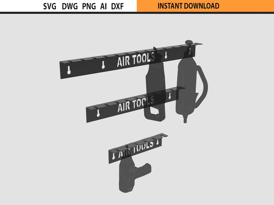 Air Tool Holder Cut Files DXF, Wall Mount Air Tool Hanger DXF Files for ...