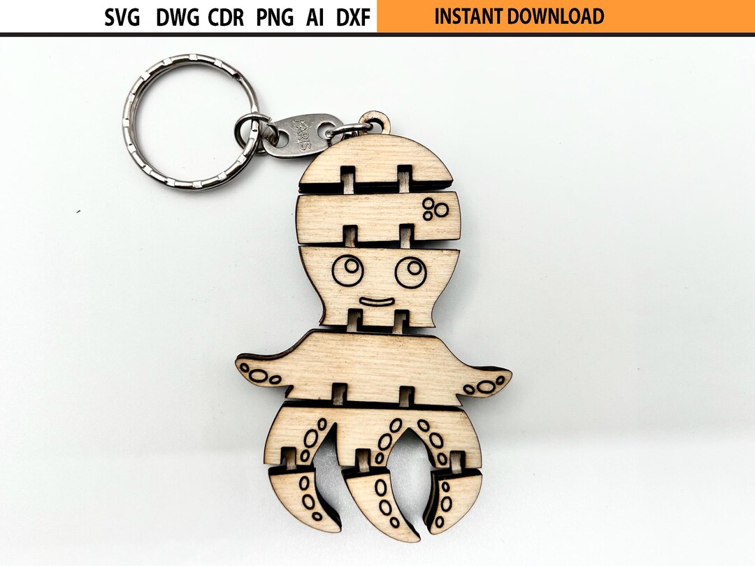 Laser Cut Flexible Octopus Keychain SVG, Movable Wooden Fidget Toy - Etsy