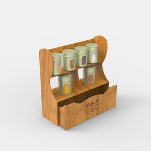 Laser Cut Spice Rack SVG Bundle – Wooden Kitchen Organizer (digital ...