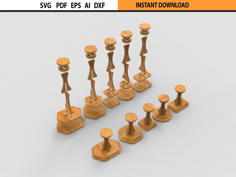 Wooden Stamp Custom Laser Cut SVG DXF Bundle Set of 5 Design Template ...