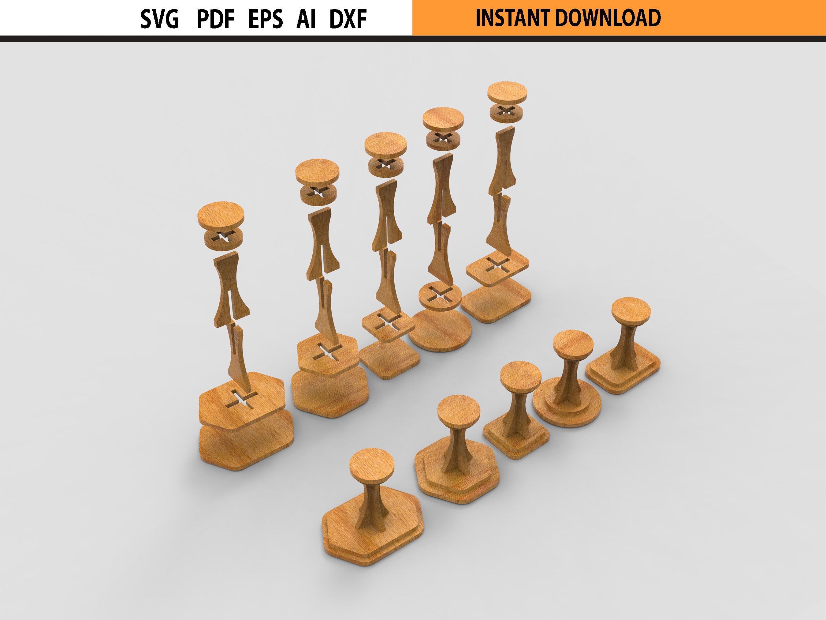 Wooden Stamp Custom Laser Cut SVG DXF Bundle Set of 5 Design Template ...