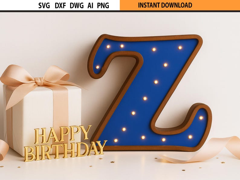 Laser Cut Letter Z Night Light SVG | Kids Nursery Decor | Decoration ...