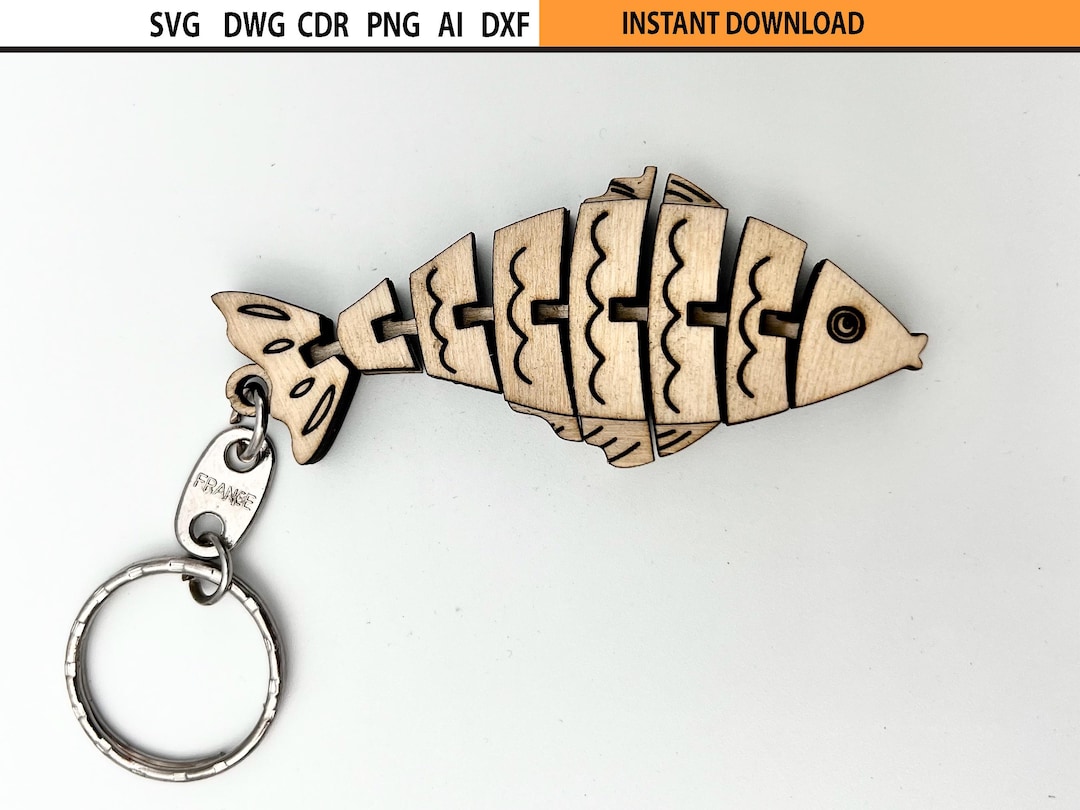 Laser Cut Flexible Fish Keychain SVG, Wooden Fidget Toy (digital File ...