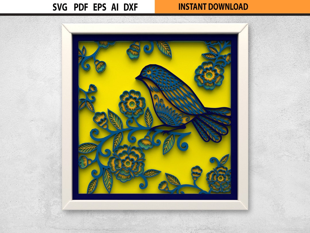 Bird on Tree Multilayer Shadow Box SVG | Multilayer Mandala Wall Art ...