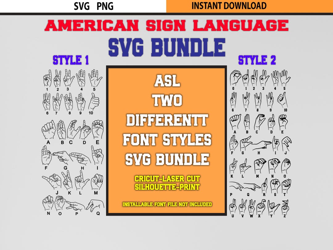 American Sign Language Asl Complete Alphabet & Numbers 0-10 PNG SVG ...