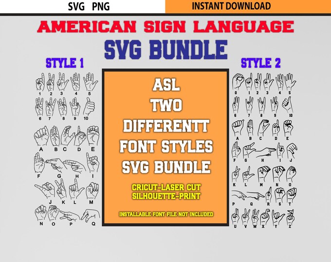ASL Alphabet SVG, American Sign Language Alphabet and Numbers 0 to 10 ...