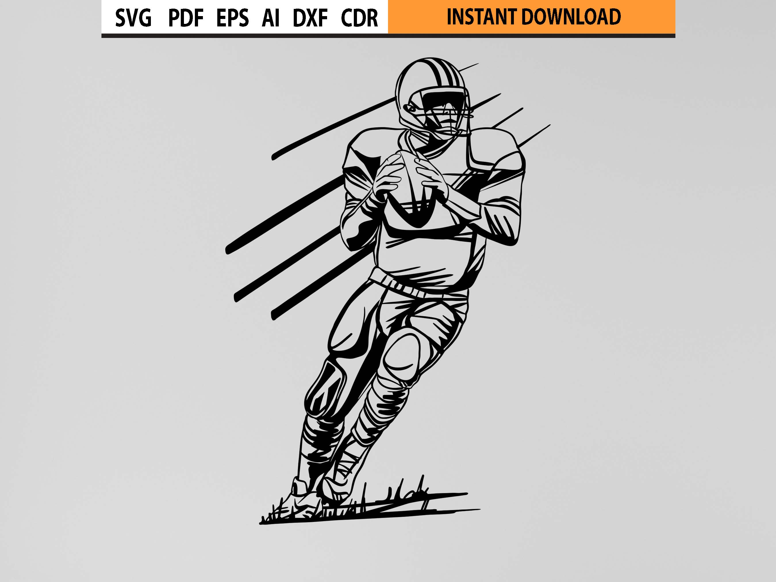 American Football Player Svg Football DXF Football PNG - Etsy