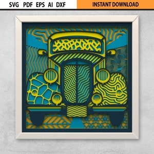 Classic Car 3D SVG Mandala, Volkswagen Beetle VW Bug Layered Shadow Box ...