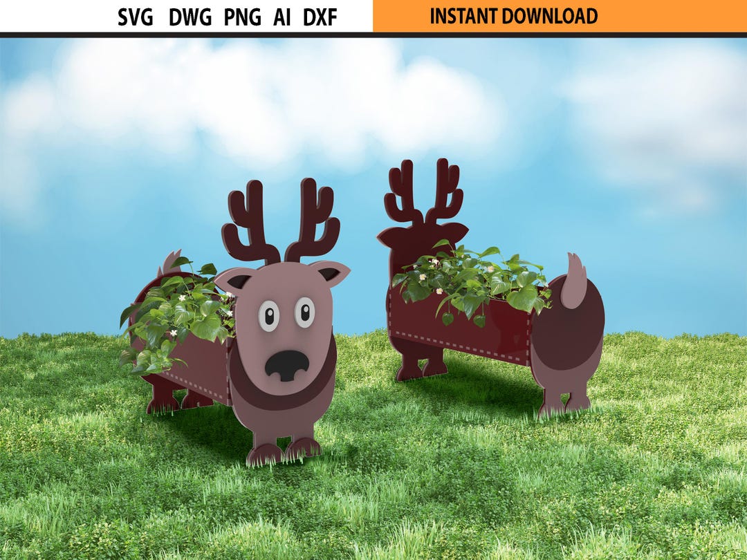 Laser Cut Baby Moose Planter, Garden Ornament (digital File) - Etsy