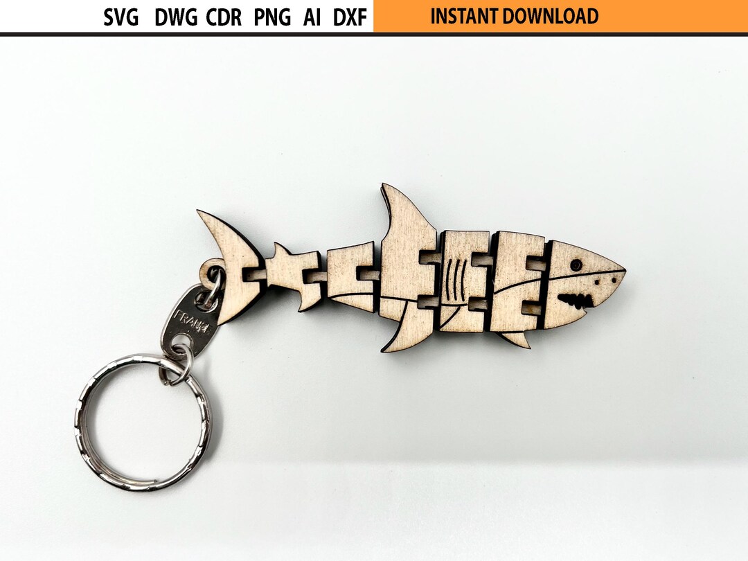Laser Cut Flexible Keychain Shark Design SVG, Fidget Toy (digital File ...